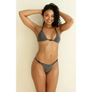 DIPPIN DAISY'S Dippin Daisys Bali Triangle Bikini Top Sparkle Black
