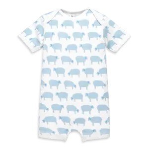 PRIMARY Organic Animal Friends Babysuit Shortie - Stream Baby Sheep