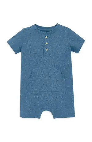 PRIMARY Baby Heathered Henley Shortie - Moonlight
