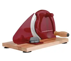ZASSENHAUS Manual Bread Slicer, Hand Crank Home Bread Slicer - Red