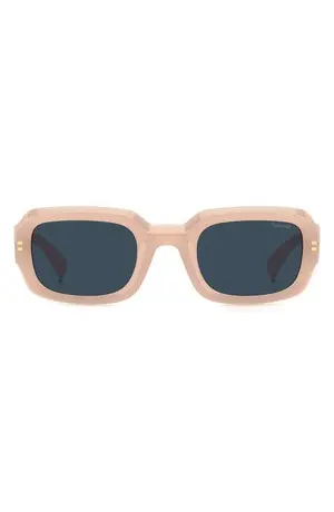 POLAROID 51mm Polarized Rectangular Sunglasses - Beige/ Blue Polar