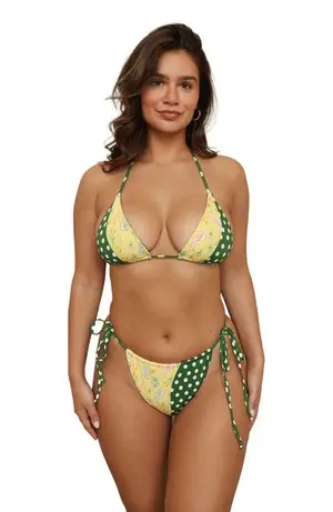 DIPPIN DAISY'S Ava Triangle Bikini Top With Mixed Prints - Luna Verde