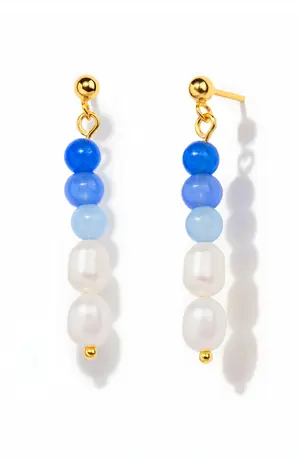 LITTLE SKY STONE Little Sky Stone Aria Pearl Bead Drop Earrings Blue/white