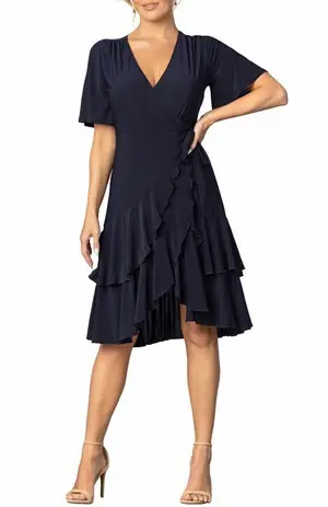 KIYONNA Miranda Midi Wrap Dress - Nouveau Navy