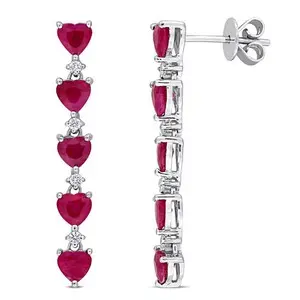 JULIANNA B. Diamond Heart Drop Earrings - Ruby