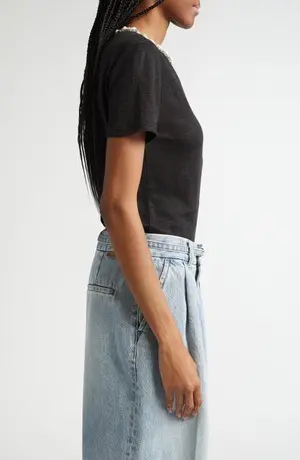 Zimmermann Crystal & Shell Embellished Linen T-shirt
