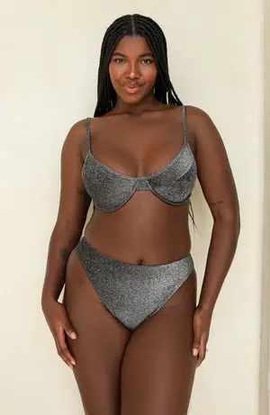 DIPPIN DAISY'S Seashore High-waisted Bikini Bottom - Sparkle Black