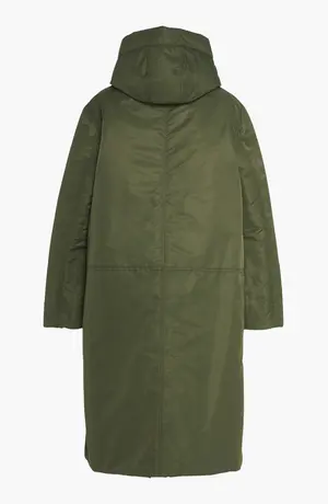 Caalo Reversible Satin Down Coat - Black / Olive