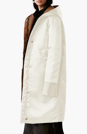 Caalo Reversible Satin Down Coat - Ivory