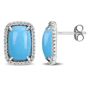 JULIANNA B. And Diamond Halo Earrings - Turquoise