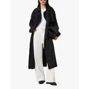 ALLSAINTS Linnie Belted Woven Trench Coat - Black