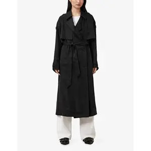 ALLSAINTS Linnie Belted Woven Trench Coat - Black