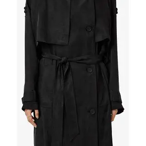 ALLSAINTS Linnie Belted Woven Trench Coat - Black