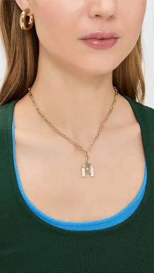 Adina Reyter Groovy Diamond Initial Hinged Charm Necklace