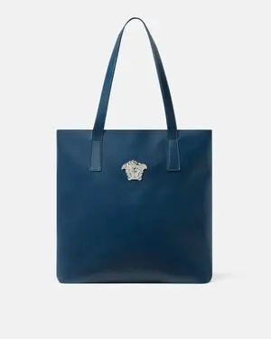 Versace La Medusa Leather Tote - Blue