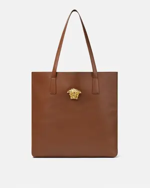 Versace Versace La Medusa Leather Tote Brown