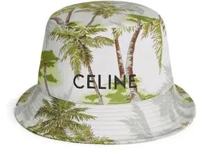 Celine Bucket Hat With Drawstring - Grey/green
