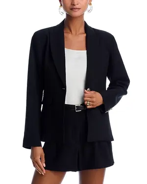 Aqua Side Button Blazer - Black