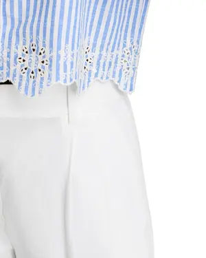 Aqua Eyelet Stripe Poplin Button-down Shirt - Blue/white Stripe