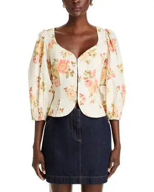 Aqua Poplin Sweetheart Top