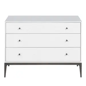 VANGUARD FURNITURE Essence Large 3 Drawer Nightstand - White Oak/bronze