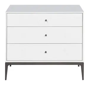 VANGUARD FURNITURE Essence 3 Drawer Nightstand - White Oak/bronze