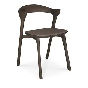 ETHNICRAFT Bok Dining Chair - Oak Brown With Brown Wool