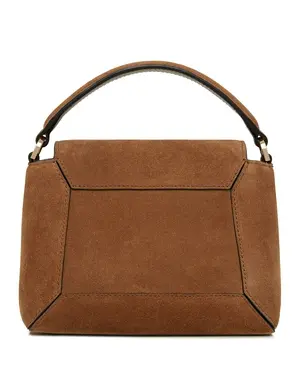 Strathberry Mosaic Nano Leather & Suede Top Handle Bag - Tan