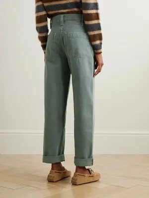 FRAME Paneled Cotton-canvas Wide-leg Pants