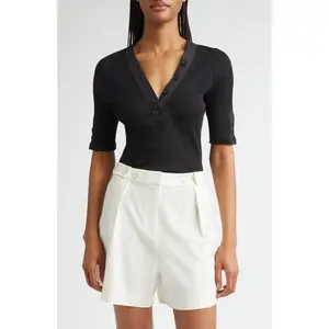 Derek Lam 10 Crosby Adrian Rib Top - Black