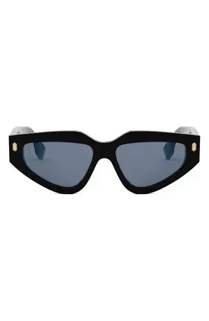 Fendi Roma 54mm Geometric Sunglasses - Shiny Black / Blue