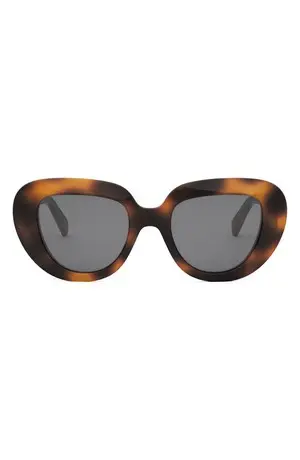 Celine Bold 3 Dots 51mm Butterfly Sunglasses - Blonde Havana / Smoke