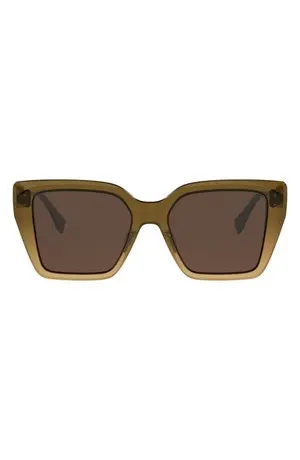 Fendi Ff Diamonds 54mm Square Sunglasses - Shiny Light Brown/brown