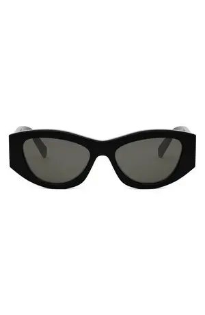 Celine Triomphe Rectangular Sunglasses - Shiny Black / Smoke