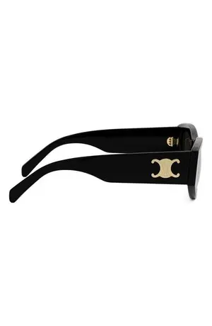 Celine Triomphe Rectangular Sunglasses - Shiny Black / Smoke