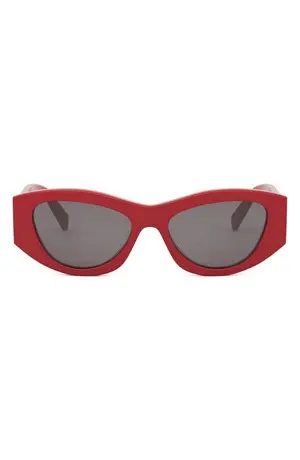 Celine CELINE Triomphe Rectangular Sunglasses Shiny Red / Smoke