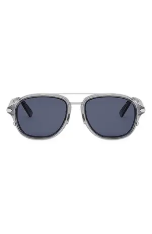Dior Blacksuit A4u 53mm Pilot Sunglasses - Shiny Blue / Blue