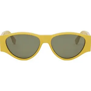 Fendi Ff 55mm Oval Sunglasses - Shiny Yellow / Green