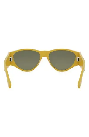 Fendi Ff 55mm Oval Sunglasses - Shiny Yellow / Green