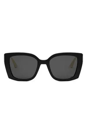 Dior 30montaigne S13i 53mm Square Sunglasses - Shiny Black / Smoke