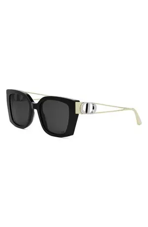 Dior 30montaigne S13i 53mm Square Sunglasses - Shiny Black / Smoke