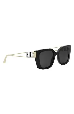 Dior 30montaigne S13i 53mm Square Sunglasses - Shiny Black / Smoke