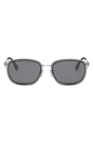 Fendi 55mm Oval Sunglasses - Grey/ Other / Smoke