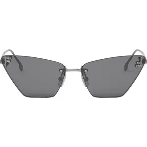 Fendi First Crystal 57mm Cat Eye Sunglasses - Shiny Light Ruthenium / Smoke
