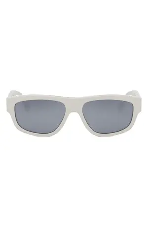 Fendi Diagonal 56mm Geometric Sunglasses - White / Smoke Mirror