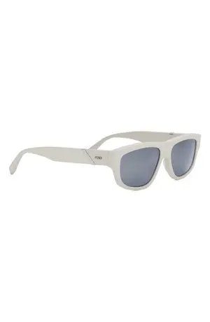 Fendi Diagonal 56mm Geometric Sunglasses - White / Smoke Mirror