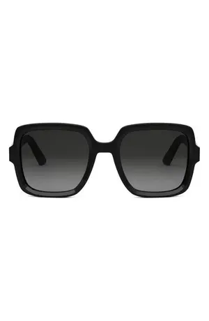 Dior Midnight S4i 54mm Square Sunglasses - Shiny Black / Gradient Smoke