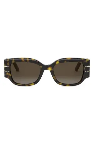 Dior Signature S13i 52mm Rectangular Sunglasses - Dark Havana / Gradient Brown