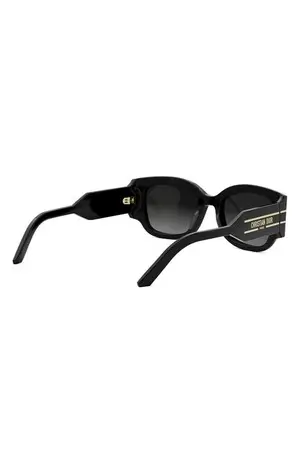 Dior Signature S13i 52mm Rectangular Sunglasses - Shiny Black / Gradient Smoke