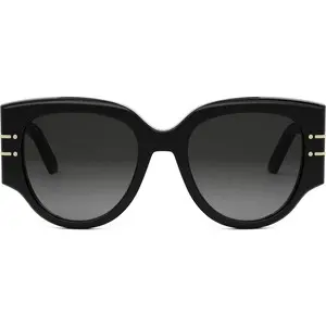 Dior Signature R2i 53mm Butterfly Sunglasses - Shiny Black / Gradient Smoke